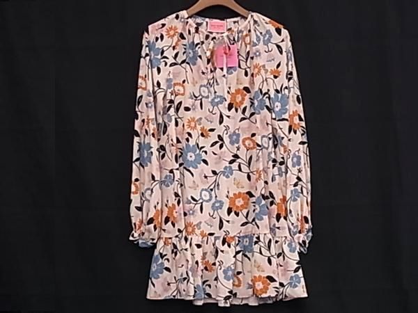 ■新品■未使用■ kate spade ケイトスペード K7437 ポリエステル フラワー ワンピース 長袖 サイズ XS 洋服 レディース ピンク系 FA0525