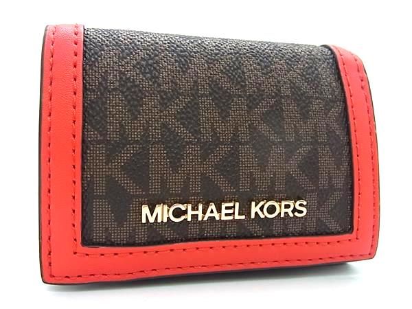 ■新品■未使用■ MICHAEL KORS マイケルコース MK柄 PVC×レザー 三つ折り 財布 ウォレット ブラウン系 FA0555