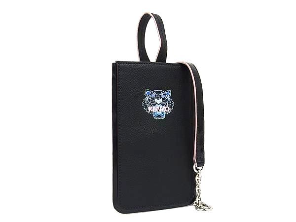 ■美品■ KENZO ケンゾー レザー チェーン クロスボディ ショルダーバッグ レディース ポシェット メンズ ブラック系 FA1108