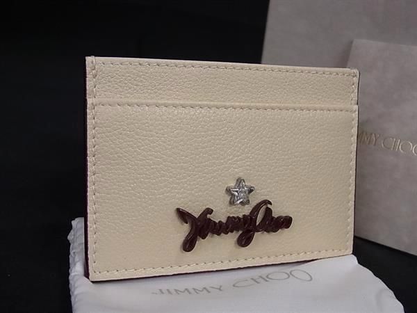 ■新品■未使用■ JIMMY CHOO ジミーチュウ レザー スター 星 カードケース カード入れ パスケース レディース アイボリー系 FA7877