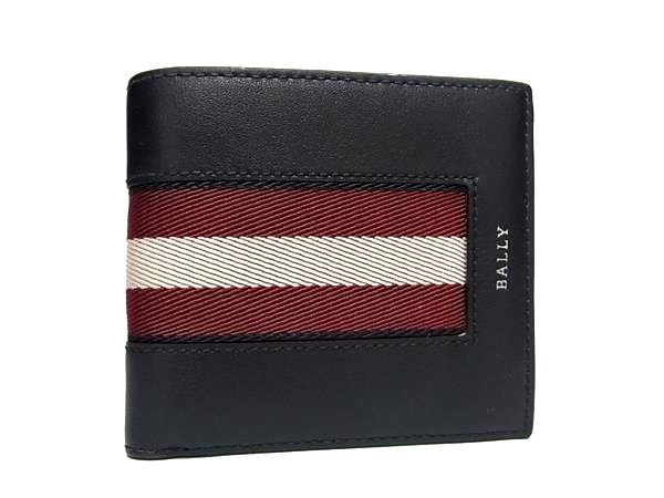 ■新品同様■ BALLY バリー  レッドライン レザー 二つ折り 財布 ウォレット 札入れ 小銭入れ メンズ ブラック系×レッド系 FC0025
