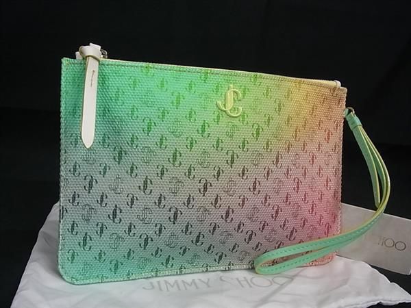 ■新品同様■ JIMMY CHOO ジミーチュウ JCロゴ キャンバス クラッチバッグ セカンドバッグ レディース マルチカラー FC0125