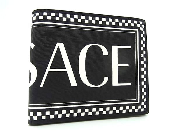 ■新品同様■ VERSACE ヴェルサーチ レザー 二つ折り 財布 ウォレット 札入れ カード入れ ブラック系 FC2601