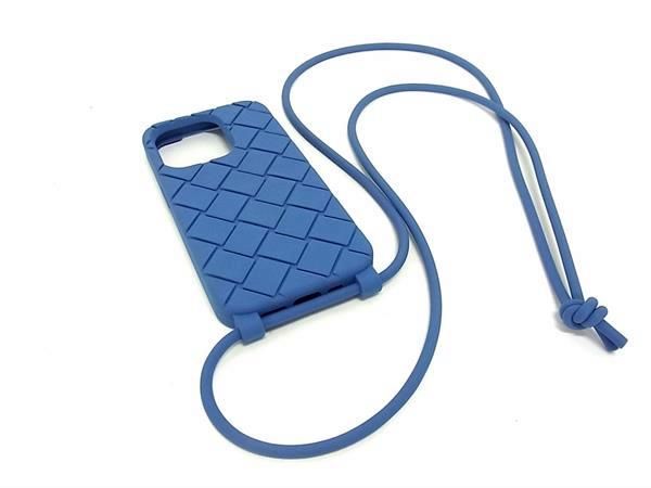 ■極美品■ BOTTEGA VENETA ボッテガヴェネタ イントレチャート ラバー  iPhone14 Pro 対応 アイフォンケース ブルー系 FC5998
