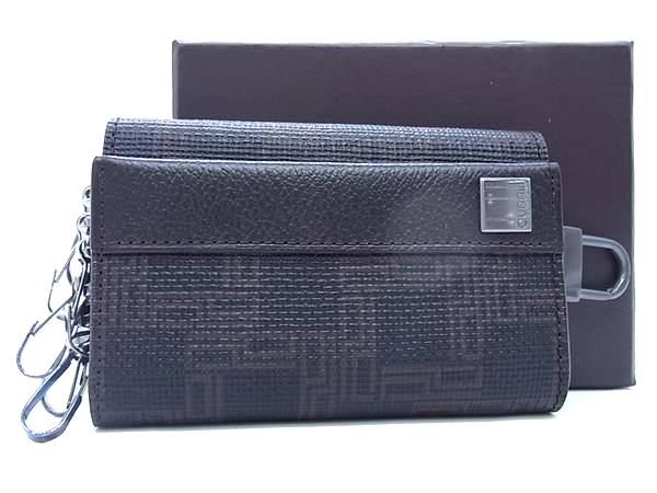 ■新品同様■ dunhill ダンヒル PVC×レザー 総柄 6連 キーケース 鍵入れ メンズ ダークブラウン系 FD0224