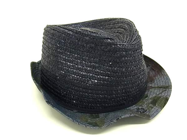 ■極美品■ JACOB COHEN  ヤコブ コーエン ラフィア ハット 帽子 レディース メンズ ネイビー系 FD4698