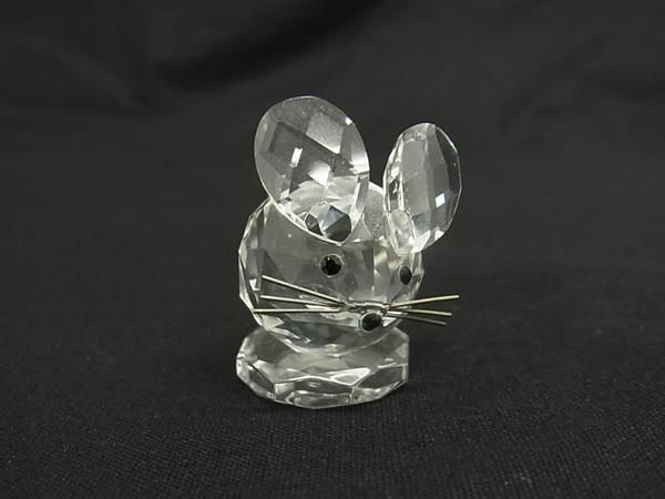 ■極美品■ SWAROVSKI スワロフスキー 183272 クリスタル ネズミ ねずみ オブジェ 置物 インテリア クリア FD7675