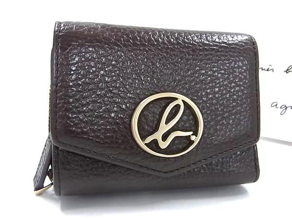 ■新品同様■ agnes b. アニエスベー レザー ラウンドファスナー 三つ折り 財布 ウォレット 札入れ 小銭入れ ブラウン系 FE3164