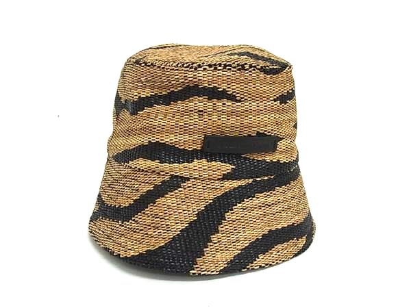 ■極美品■STELLA McCARTNEY ステラ マッカートニー ポリアミド60% コットン40％ バケットハット 帽子 ブラウン系×ブラック系 FE3177