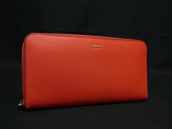 ■新品■未使用■ FURLA フルラ レザー ラウンドファスナー 長財布 ウォレット 小銭入れ 札入れ レディース レッド系 FE4865