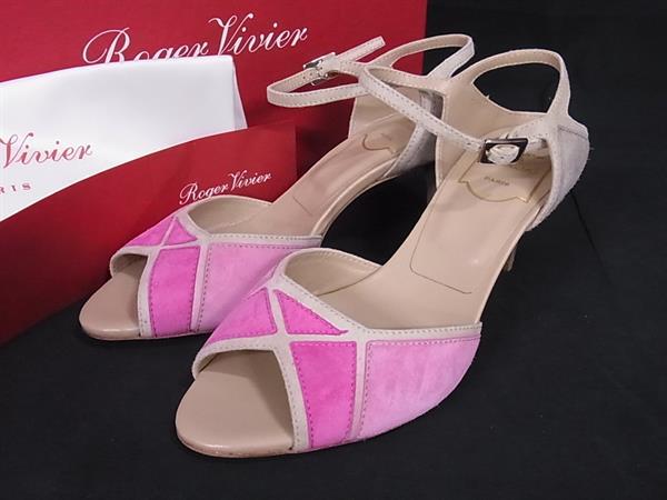■新品■未使用■ Roger Vivier ロジェヴィヴィエ スエード ヒール サンダル 靴 シューズ サイズ 35 1/2 (約22.5cm) ピンク系 FE5629
