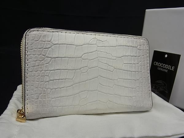 ■極上■本物■新品■未使用■ クロコダイル  ヒマラヤ染め ケース 小銭入れ カード入れ メンズ ホワイト系 FE9732