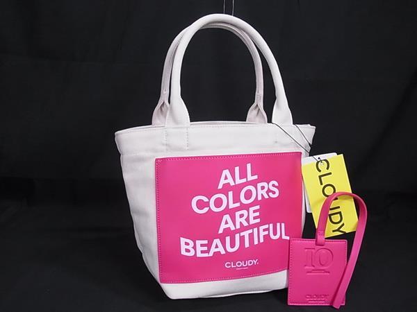 ■極美品■ CLOUDY クラウディ キャンバス ハンドバッグ トートバッグ レディース アイボリー系 FF2782