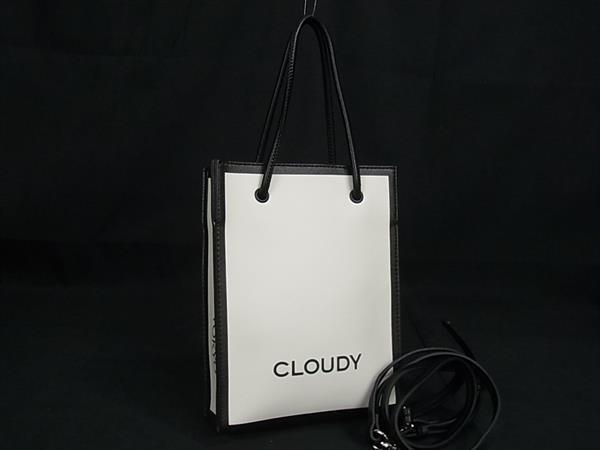 ■新品■未使用■ CLOUDY クラウディ ショッパー レザー 2WAY ハンドバッグ ショルダーバッグ メンズ レディース ホワイト系 FF2790