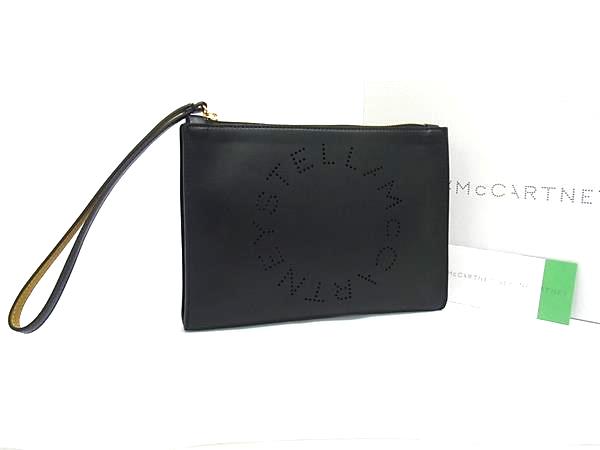 ■新品同様■ STELLA McCARTNEY ステラ マッカートニー レザー クラッチバッグ セカンドバッグ メンズ レディース ブラック系 FF6289