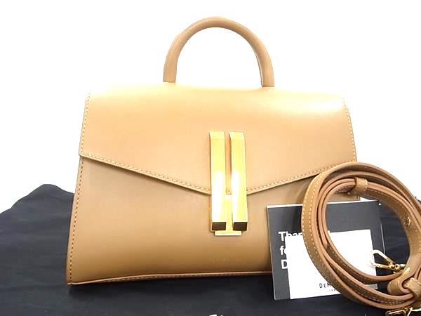 ■新品同様■ DEMELLIER デメリエー ミディ モントリオール レザー 2WAY ハンドバッグ ショルダー 斜め掛け ブラウン系 FF8466