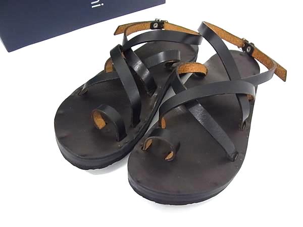 ■美品■ EMOZIONI エモジオーニ レザー サンダル 靴 シューズ メンズ ダークブラウン系 FF8634