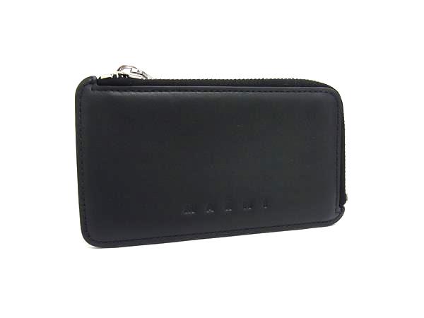 ■新品■未使用■ MARNI マルニ レザー ケース パース 小銭入れ レディース ブラック系×グリーン系 FG3875