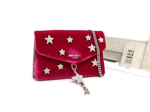 ■新品同様■ JIMMY CHOO　ジミーチュウ ベリー ベルベット 2WAY クロスボディ カードケース パスケース レディース ピンク系 FG4767