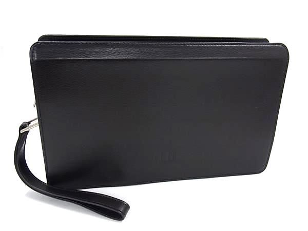 ■新品同様■ dunhill ダンヒル レザー セカンドバッグ クラッチバッグ 紳士 ビジネス メンズ ブラック系 FG4981