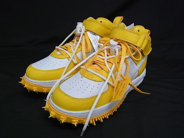 ■新品同様■ NIKE ナイキ OFF-White エアフォース1 レザー ハイカットスニーカー サイズ27cm 靴 シューズ アイボリー系 FG5718