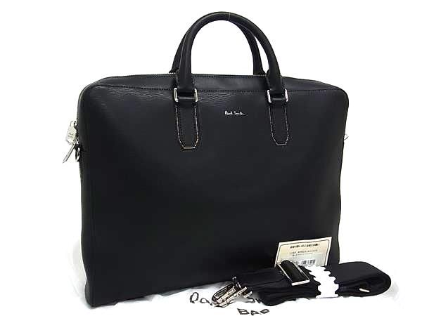■新品■未使用■ Paul Smith ポールスミス レザー ビジネスバッグ ブリーフケース 書類かばん メンズ 紳士 ブラック系 FG8998