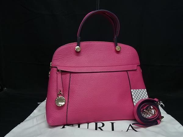 ■新品■未使用■ FURLA フルラ パイパー レザー 2WAY ハンドバッグ トート ショルダー レディース マゼンタ系 FG9019