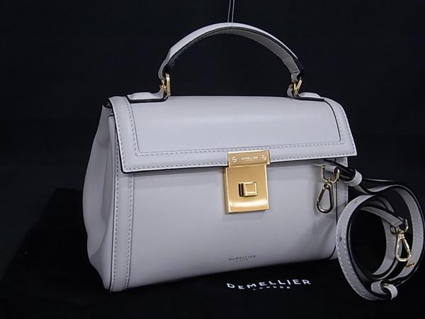 ■新品同様■ DEMELLIER デメリエー レザー 2WAY ハンドバッグ ショルダー 斜め掛け レディース オフホワイト系 FG9069