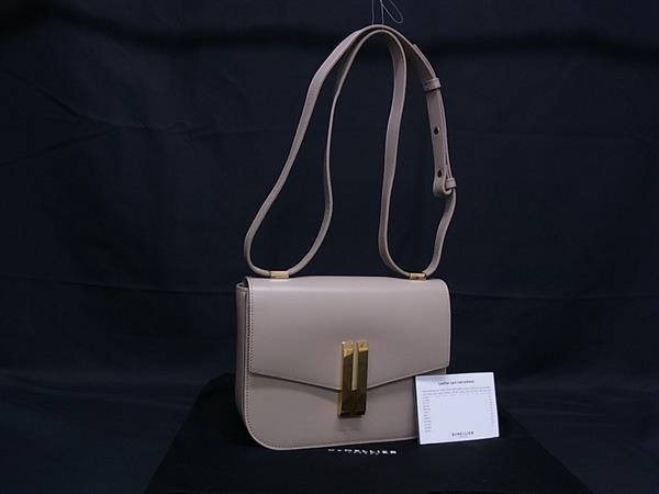 ■新品同様■ DEMELLIER デメリエー ミディ モントリオール レザー クロスボディ ショルダーバッグ レディース ベージュ系 FG9078