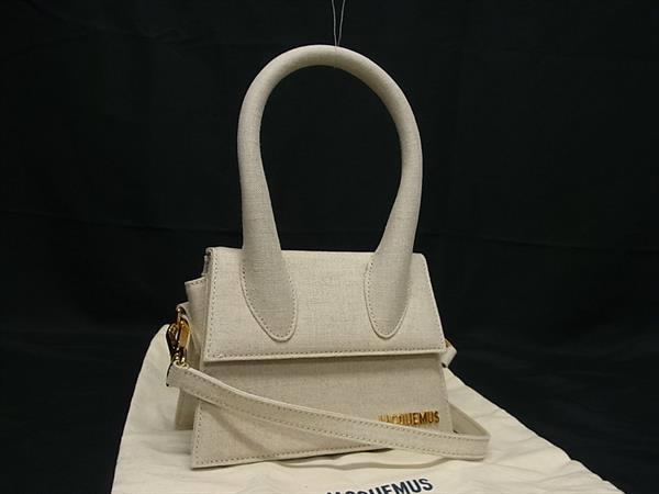 ■新品同様■ JACQUEMUS ジャックムス キャンバス 2WAY ハンドバッグ ショルダーバッグ 斜め掛け レディース アイボリー系 FH0706