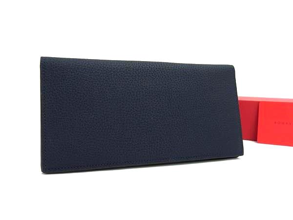 ■極美品■ BONAVENTURA ボナベンチュラ レザー 二つ折り 長財布 ウォレット 札入れ カード入れ ネイビー系 FH7164