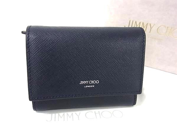 ■新品■未使用■ JIMMY CHOO ジミーチュウ レザー 三つ折り 財布 ウォレット レディース ネイビー系 FH7365