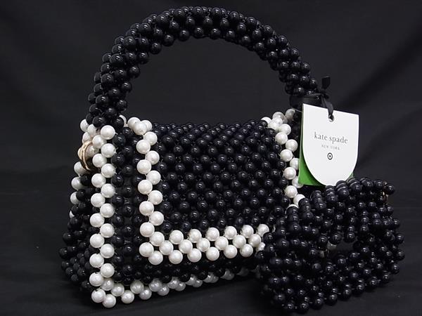 ■極美品■ kate spade ケイトスペード ターゲット ブロック ビーズ 2WAY クロスボディ ハンドバッグ ショルダーバッグ ブラック系 FH8704