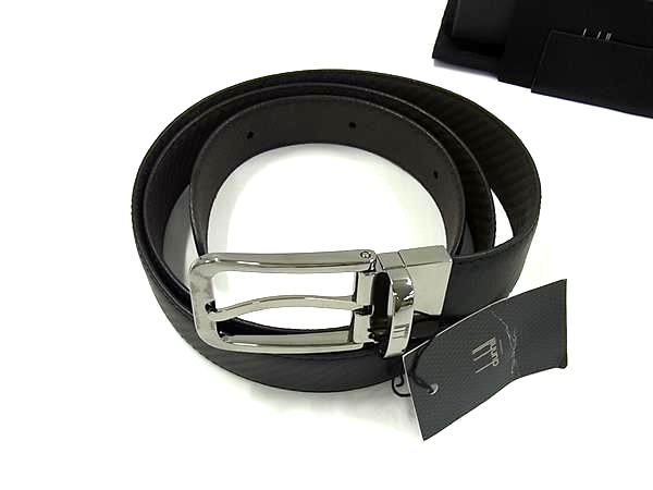 ■新品■未使用■ dunhill ダンヒル HPJ250A42 シャーシ ツイスト ラウンド リバーシブル レザー ベルト ブラック系 FH9614