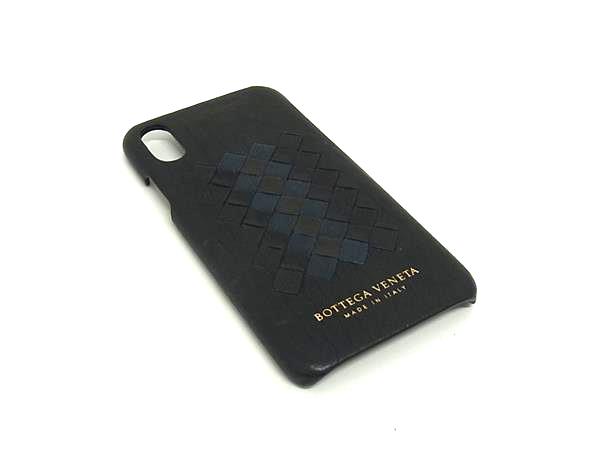 ■美品■ BOTTEGA VENETA ボッテガヴェネタ イントレチャート レザー  iPhone X/XS対応 アイフォンケース ブラック系 FI1114