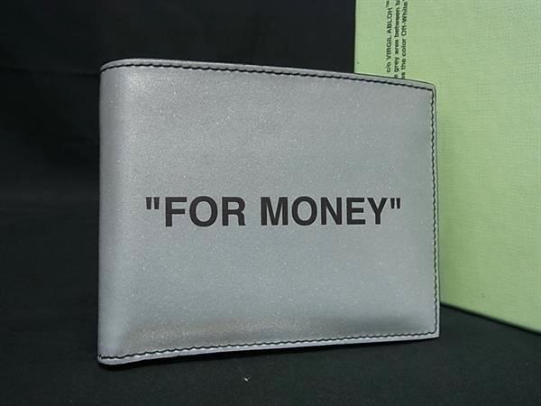 ■新品■未使用■ Off-White オフホワイト レザー 二つ折り 財布 ウォレット 小銭入れ 札入れ メンズ グレー系 FI1675