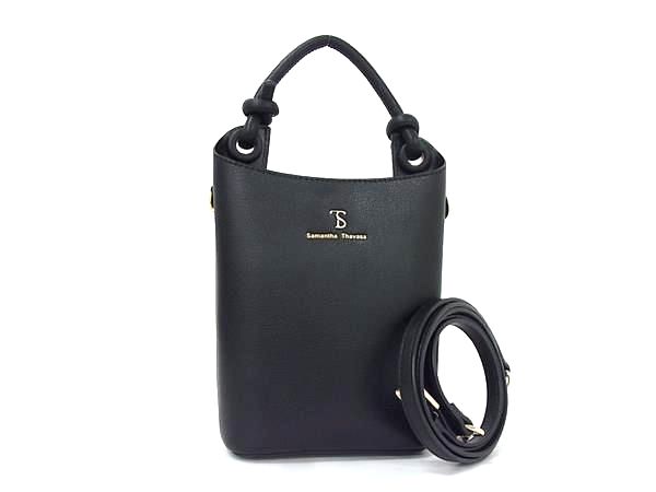 ■新品■未使用■ Samantha Thavasa サマンサタバサ ボリュームデザイン レザー 2WAY ハンドバッグ ショルダー ブラック系 FI4704
