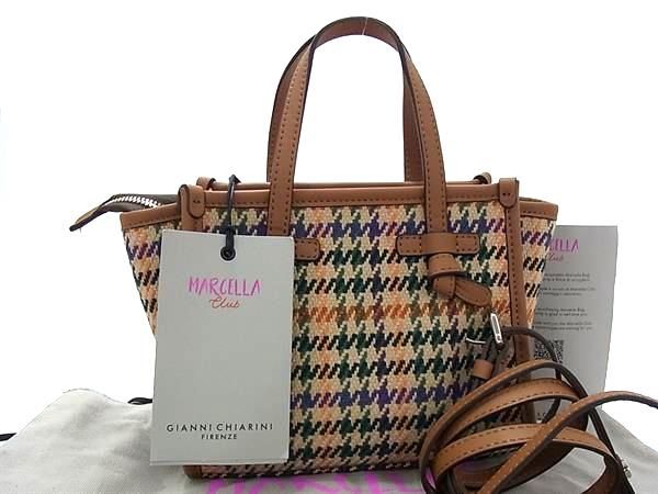 ■新品同様■ GIANNI CHIARINI ジャンニキャリーニ ミス マルチェッラ ツイード 2WAY ハンドバッグ ショルダー ブラウン系 FI9019