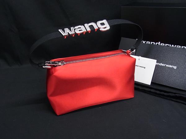 ■新品同様■ Alexander Wang アレキサンダーワン ナイロン ラインストーン マルチポーチ ハンドバッグ レディース レッド系 FI9129
