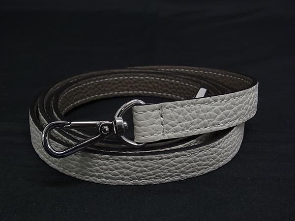 ■極美品■ BONAVENTURA ボナベンチュラ レザー ショルダーストラップ スマホショルダー レディース  ホワイト系×ブラウン系 FI9369