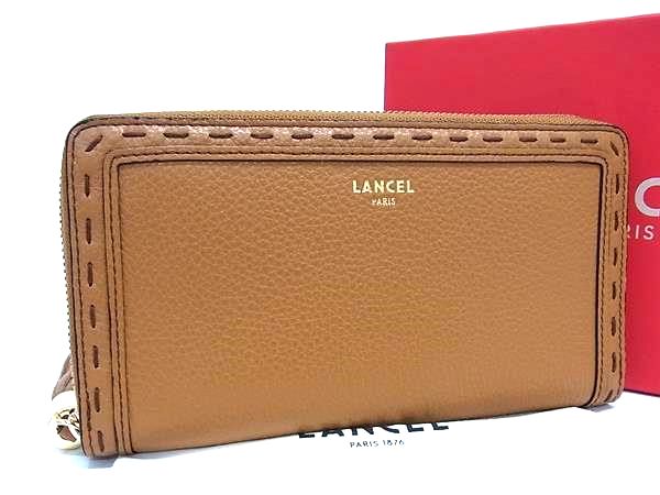 ■極美品■ LANCEL ランセル レザー タッセル ラウンドファスナー 長財布 ウォレット 札入れ 小銭入れ レディース ブラウン系 FJ1325