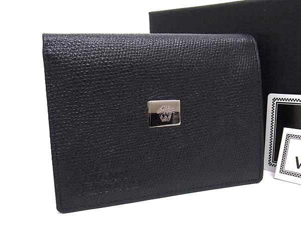 ■新品■未使用■ GIANNI VERSACE ジャンニ ヴェルサーチ メデューサ レザー 二つ折り 財布 ウォレット 札入れ ブラック系 FJ2146