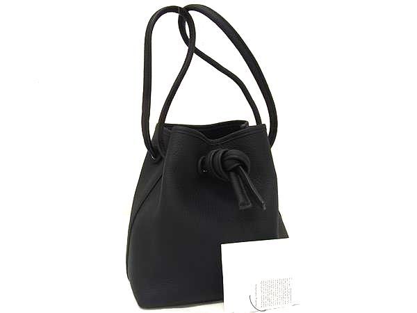 ■新品■未使用■ VASIC ヴァジック ボンド レザー 巾着型 ハンドバッグ トートバッグ レディース ブラック系 FJ2898