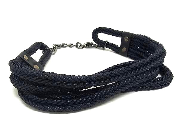 ■新品同様■ Max Mara マックスマーラ レザー チェーン サッシュベルト 飾りベルト レディース ネイビー系 FJ5677