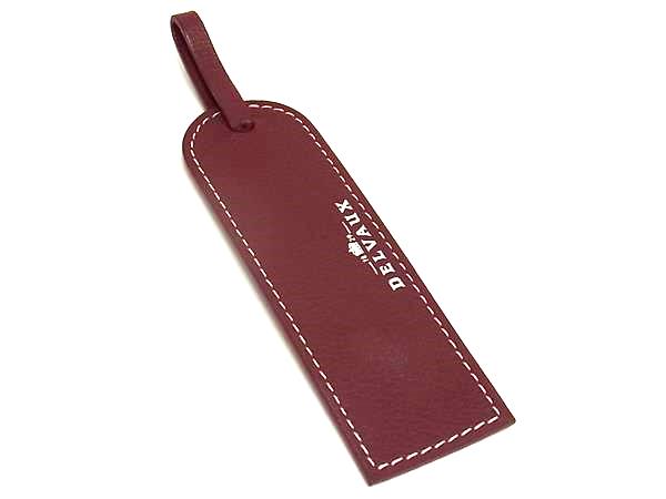 ■極美品■ DELVAUX デルヴォー レザー ネームタグ バッグチャーム メンズ レディース ボルドー系 FJ5716