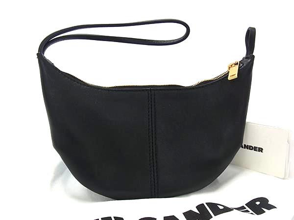 ■新品■未使用■ JIL SANDER ジルサンダー MOON POUCH レザー クラッチバッグ セカンドバッグ ミニバッグ ポーチ ブラック系 FJ8239