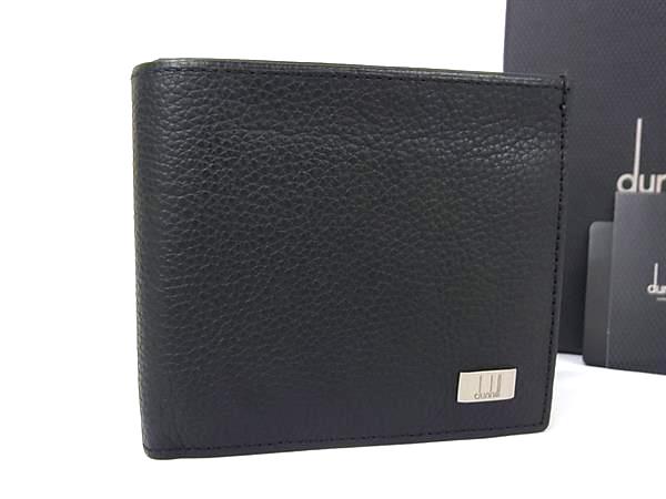 ■新品同様■ dunhill ダンヒル レザー 二つ折り 財布 ウォレット 小銭入れ 札入れ メンズ ブラック系 FK2196