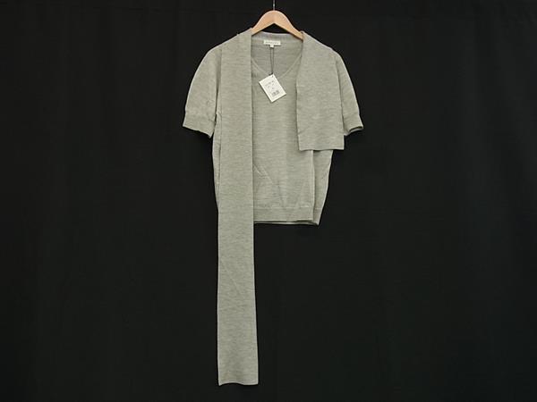 ■新品■未使用■ CELINE セリーヌ ウール100％ 半袖 ニット トップス 表記サイズ L 洋服 レディース グレー系 FK3058