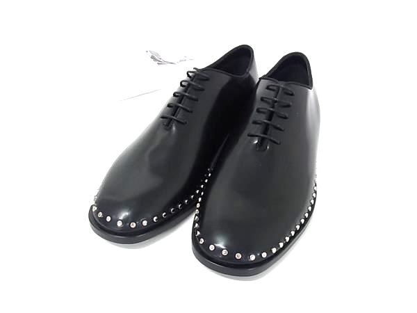 ■極美品■ JIMMY CHOO ジミーチュウ レザー スタッズ ドレスシューズ サイズ 42 (約27cm) 靴 メンズ ブラック系 FK6573
