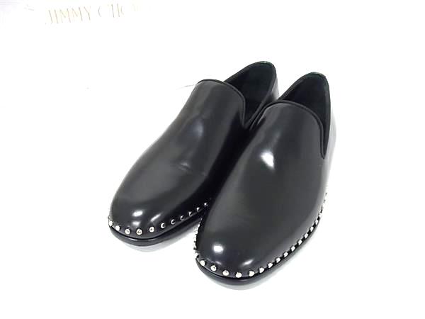■新品同様■ JIMMY CHOO　ジミーチュウ レザー ローファー 表記サイズ 39 (約26.0cm) 靴 シューズ メンズ ブラック系 FK6574